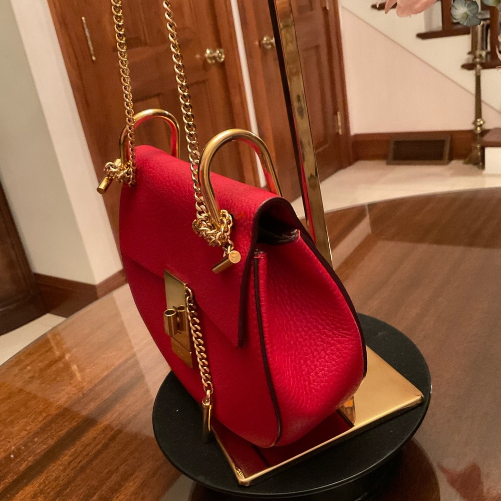 Authentic Chloe Grained Lambskin Mini Drew Crossbody - Gem